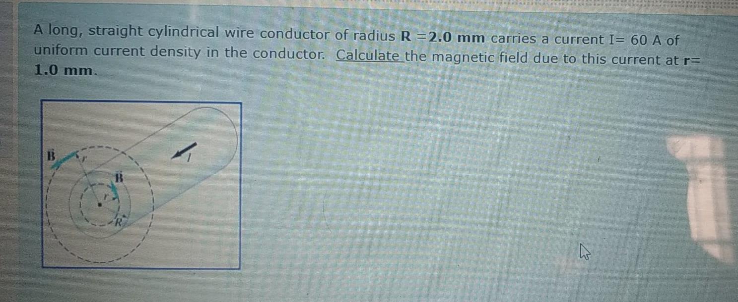 Solved A long, straight cylindrical wire conductor of radius | Chegg.com