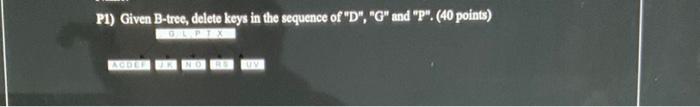 Solved P1) Given B-tree, delete keys in the sequence of "D", | Chegg.com