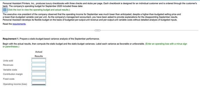 Solved Personal Assistant Printers, inc., produces luxury | Chegg.com