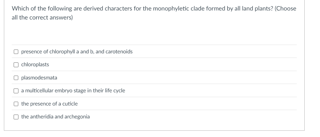 Solved Which of the following are derived characters for the | Chegg.com