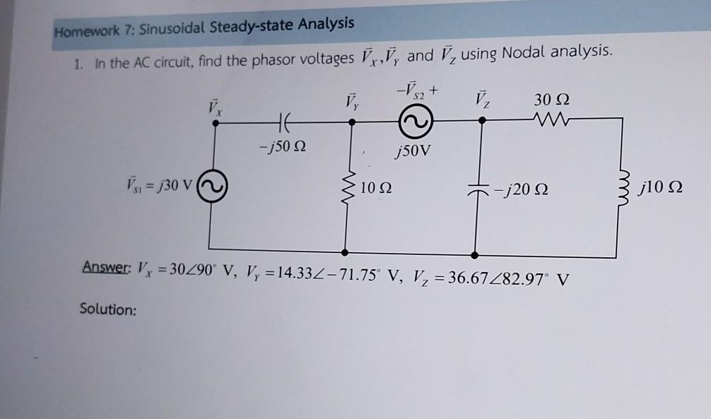 Solved 1. In the AC circuit, find the phasor voltages VX,VY | Chegg.com
