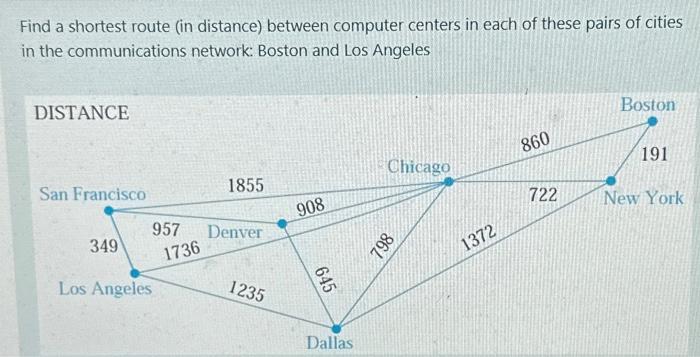 Solved Find a shortest route (in distance) between computer | Chegg.com