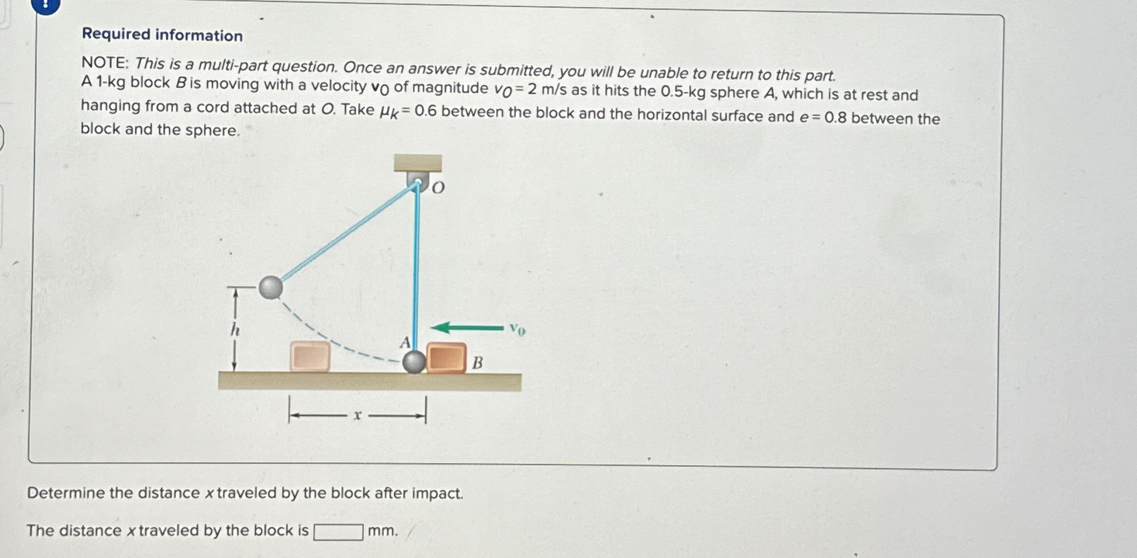 Solved A 1-kg ﻿block B is ﻿moving with a velocity v0 ﻿ of | Chegg.com