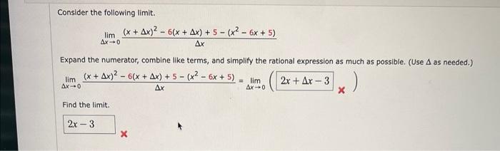 Solved Consider the following limit. | Chegg.com