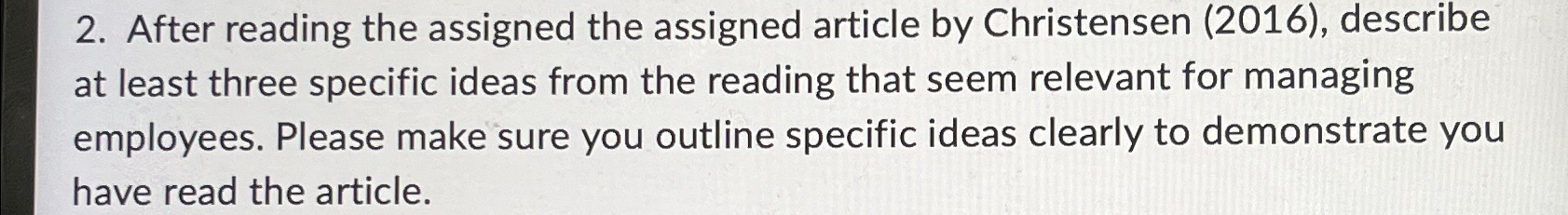 Solved After reading the assigned the assigned article by | Chegg.com