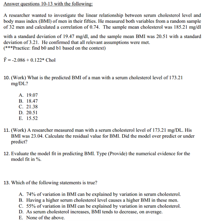 Solved Answer questions 10-13 ﻿with the following:A | Chegg.com