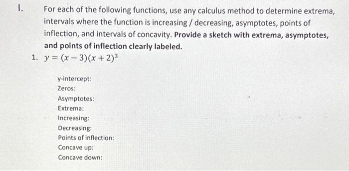 Solved For each of the following functions, use any calculus | Chegg.com