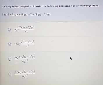 Solved Use logarithm properties to write the fallowing | Chegg.com