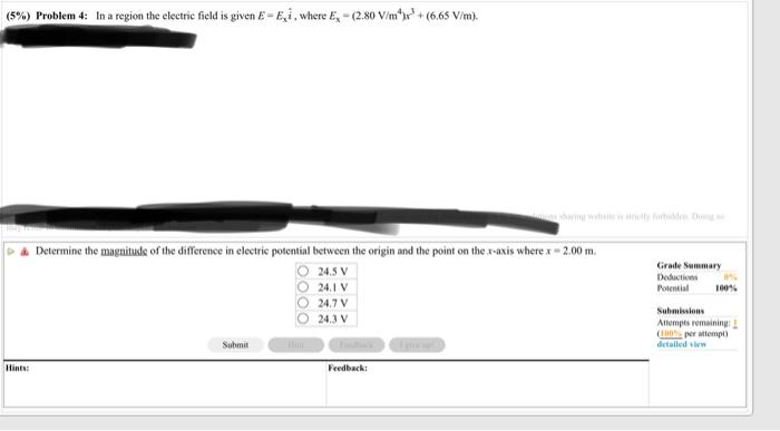 Solved (5\%) Problem 4: In a region the electric ficld is | Chegg.com