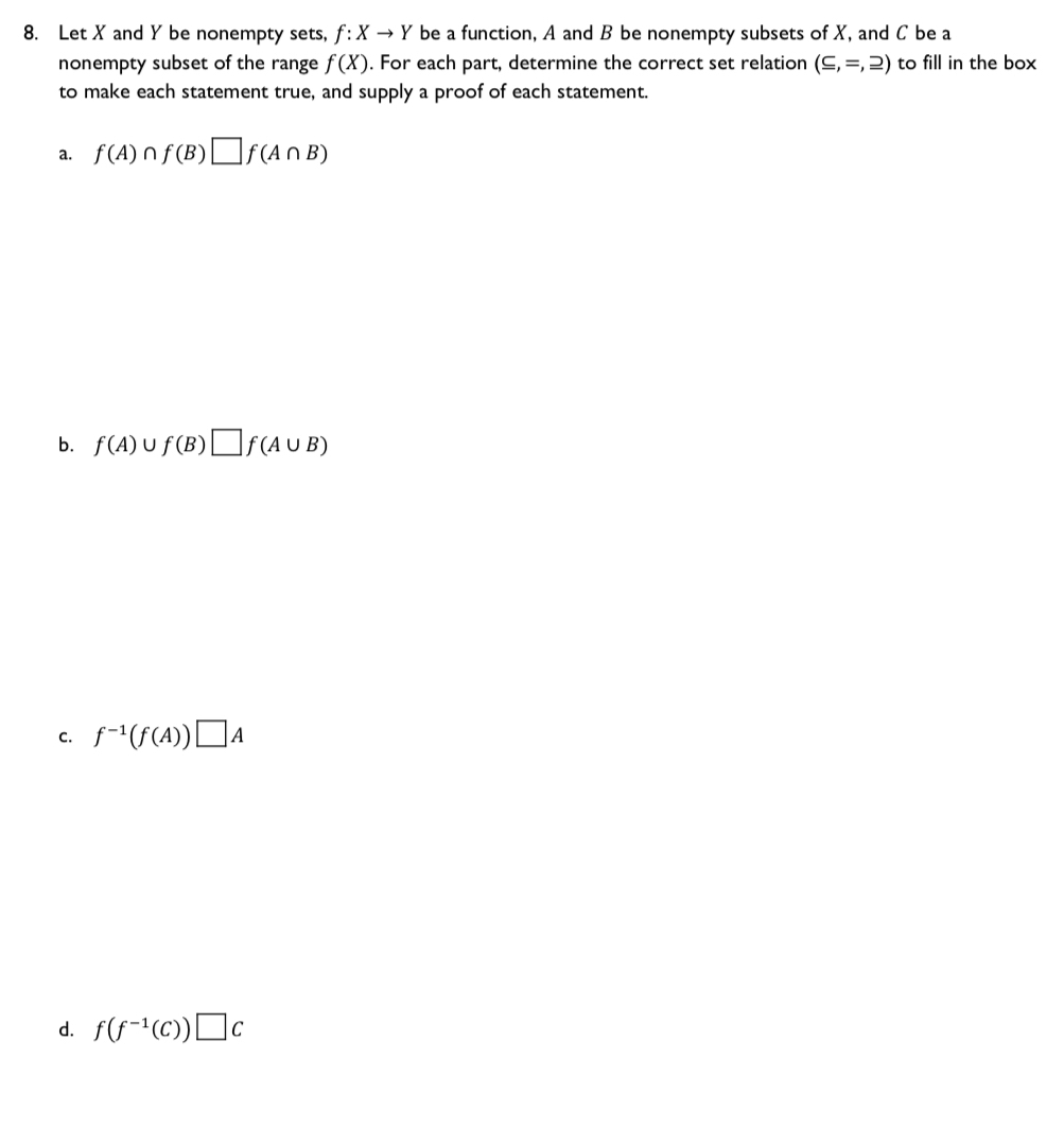 Solved Let x and Y be nonempty sets, f:x→Y be a function, | Chegg.com Solved Let x and Y be nonempty sets, f:x→Y be a function, | Chegg.com