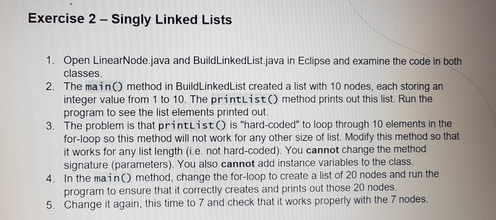 Solved Exercise 2 - Singly Linked Lists 1. Open | Chegg.com
