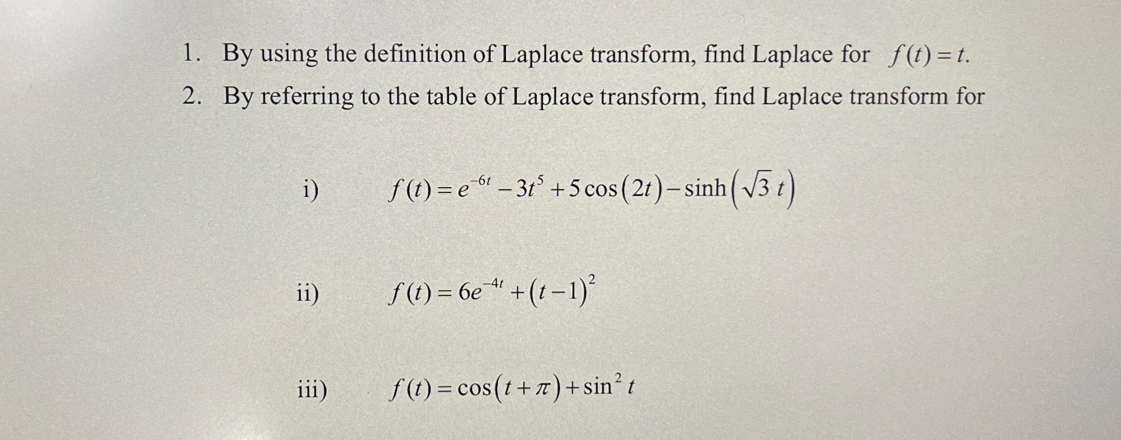 By using the definition of Laplace transform, find | Chegg.com