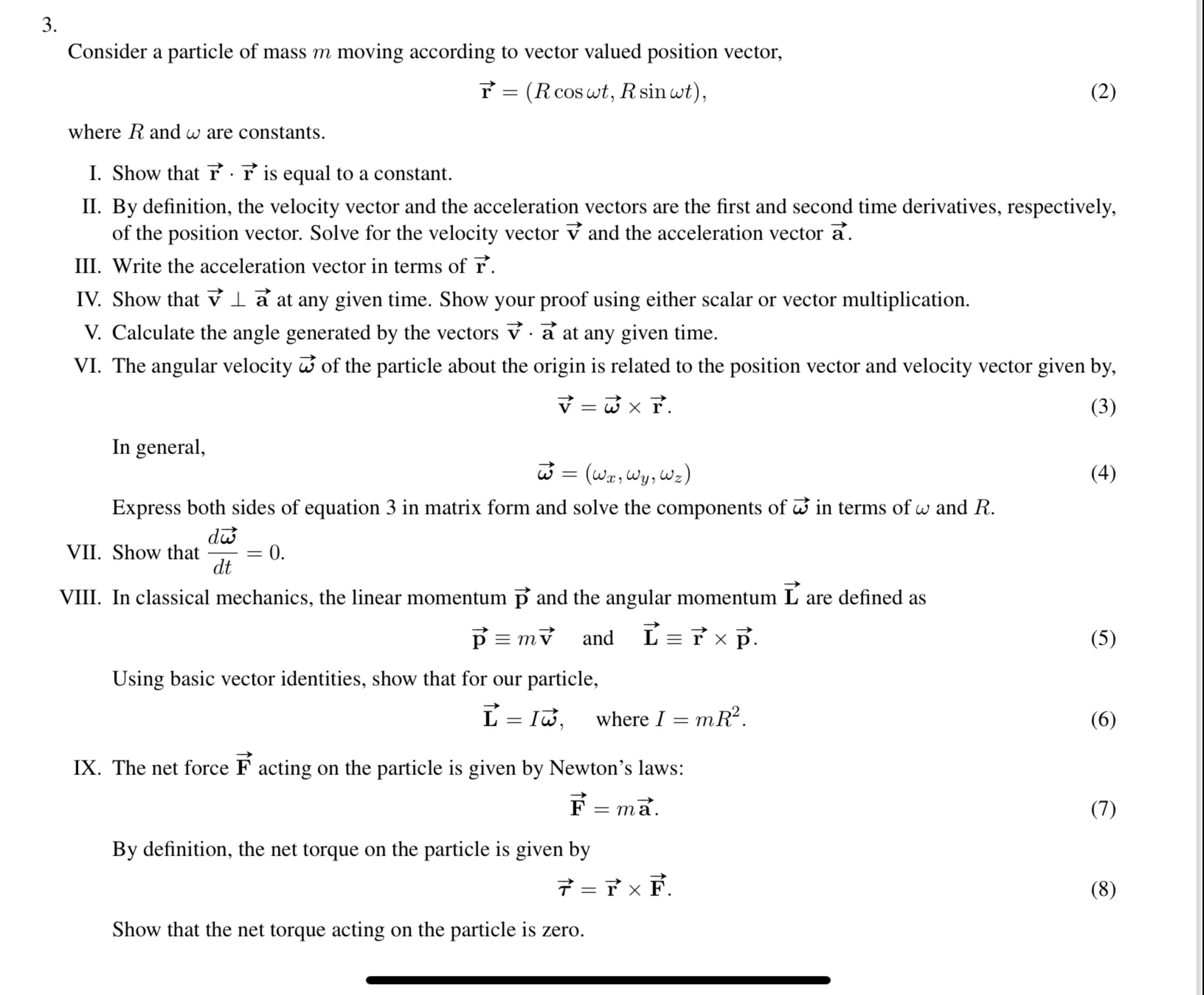 Solved Consider a particle of mass m ﻿moving according to | Chegg.com