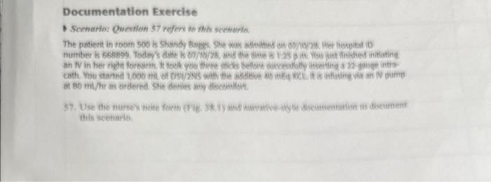 Solved Documentation Exercise Scenario: Quevion 57 refere to | Chegg.com