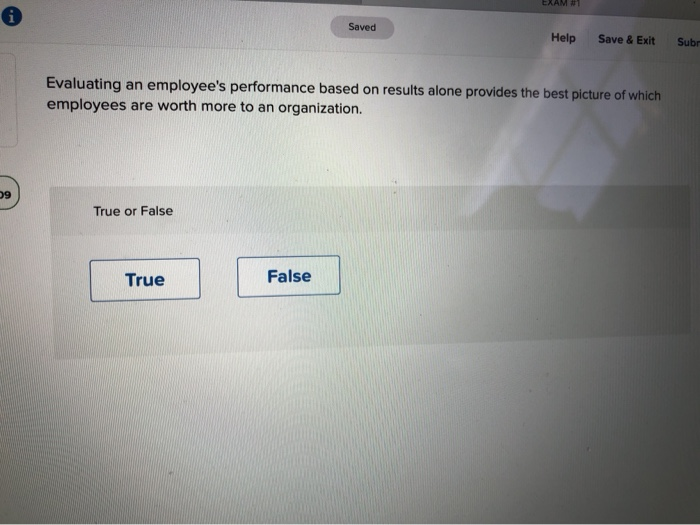 Solved EXAM #1 Saved Help Save & Exit Subr Evaluating an | Chegg.com