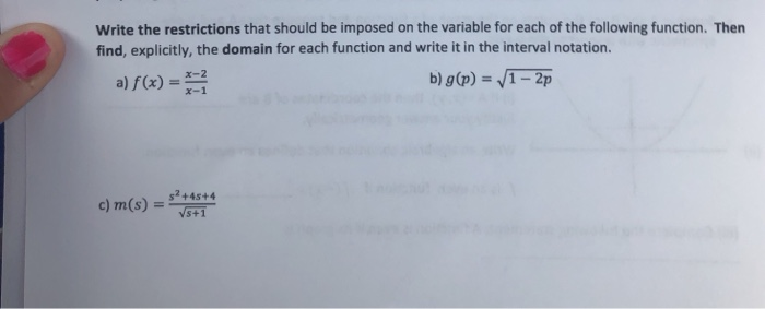 Solved Write the restrictions that should be imposed on the | Chegg.com