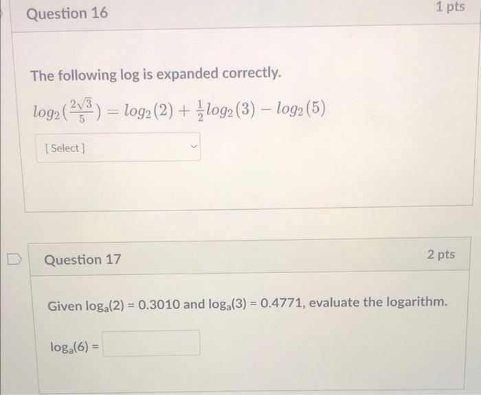 Solved The following log is expanded correctly. | Chegg.com