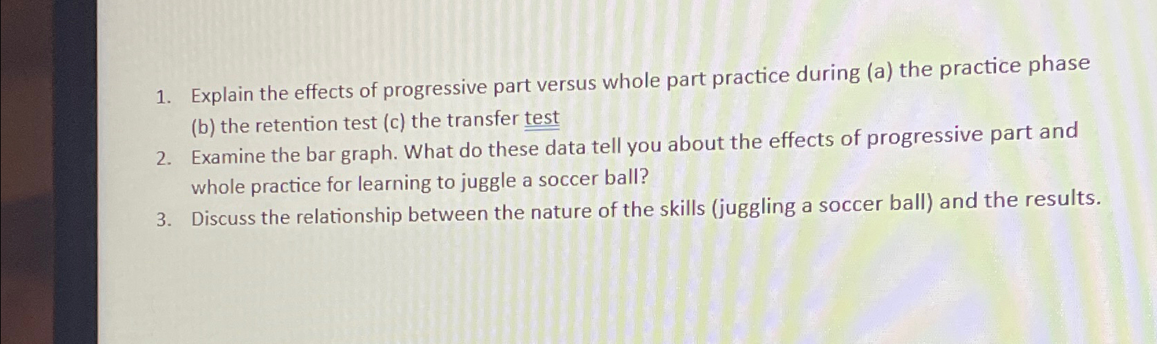 Explain the effects of progressive part versus whole | Chegg.com