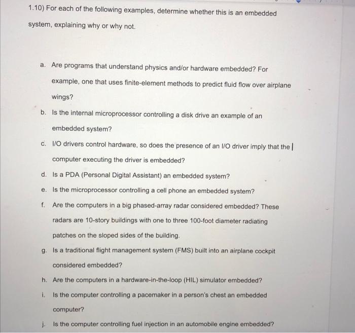 Solved 1.10) For each of the following examples, determine | Chegg.com