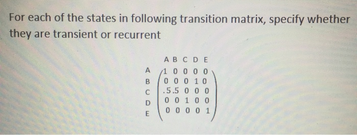 Solved For each of the states in following transition | Chegg.com
