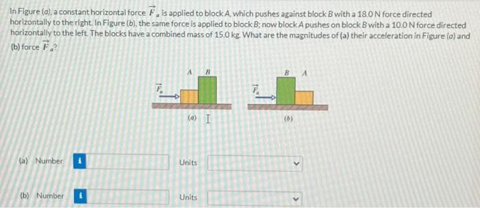 Solved In Figure (o), a constant horizontal force Fa is | Chegg.com
