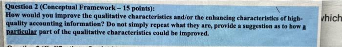Solved Question 2 (Conceptual Framework - 15 points): How | Chegg.com