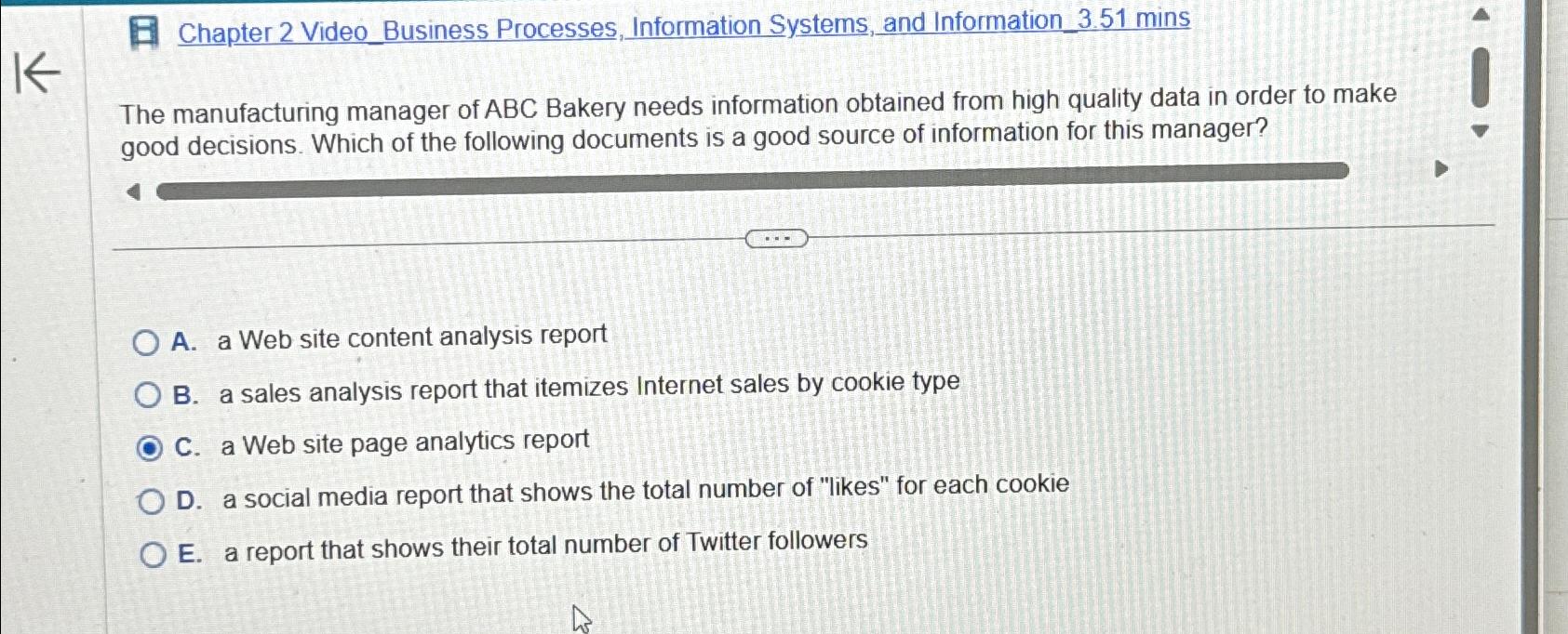 Solved Chapter 2 ﻿Video_Business Processes, Information | Chegg.com