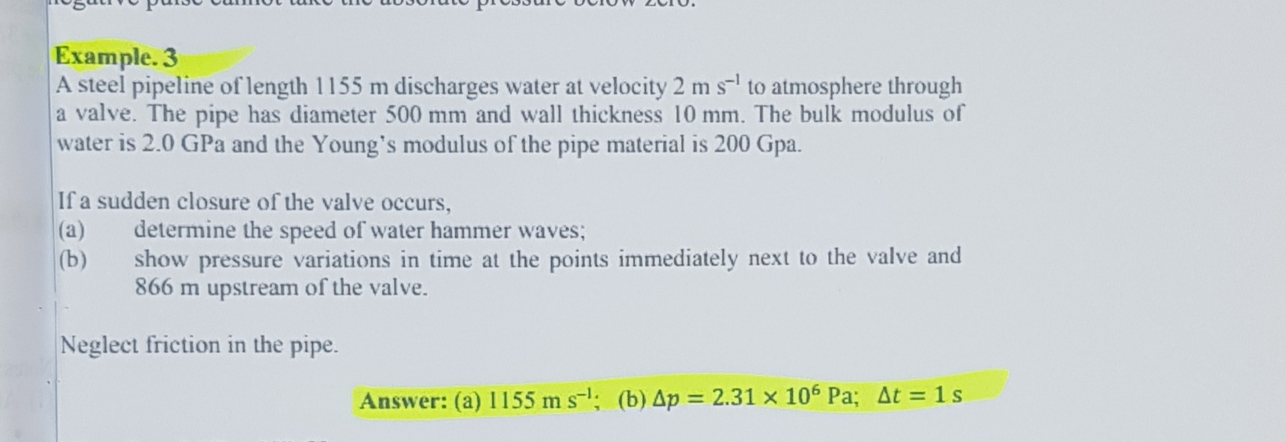 Solved Example. 3A steel pipeline of length 1155 ﻿m | Chegg.com