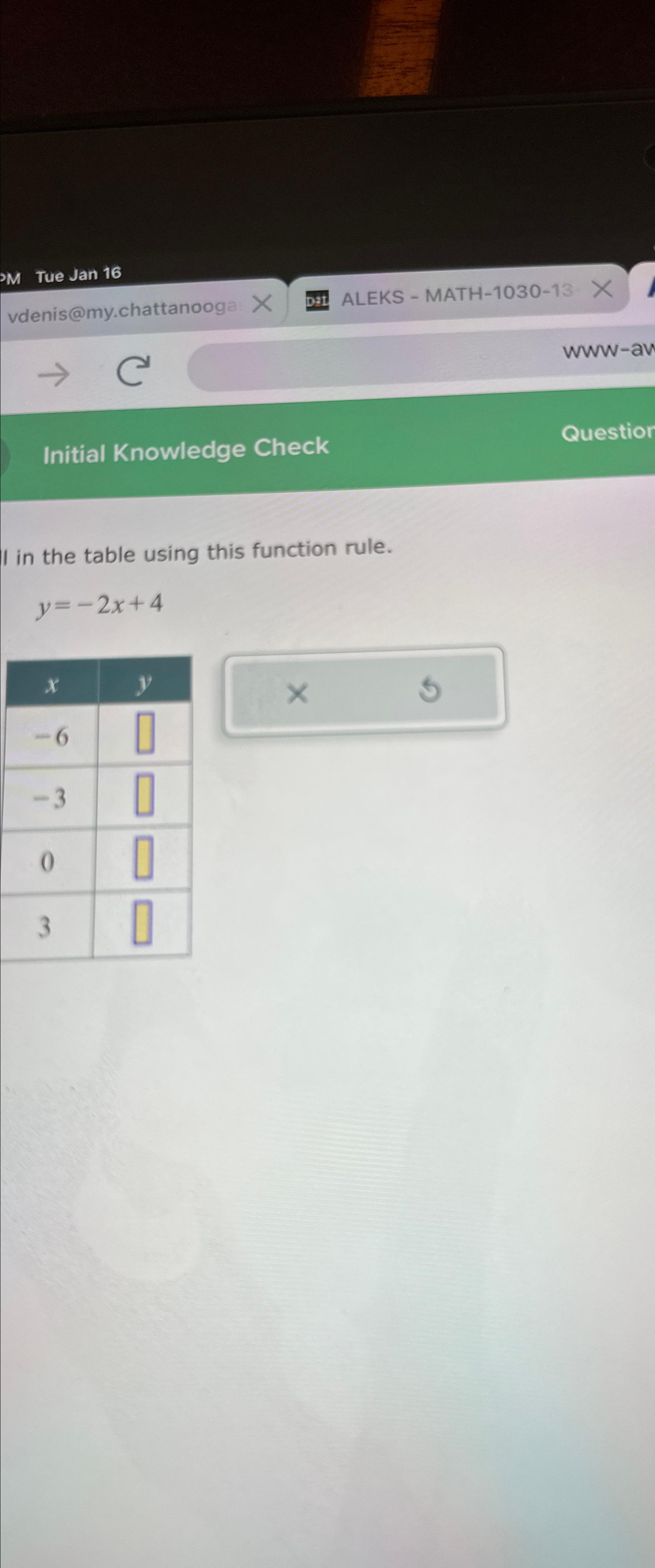 Solved Initial Knowledge CheckQuestiorI in the table using | Chegg.com