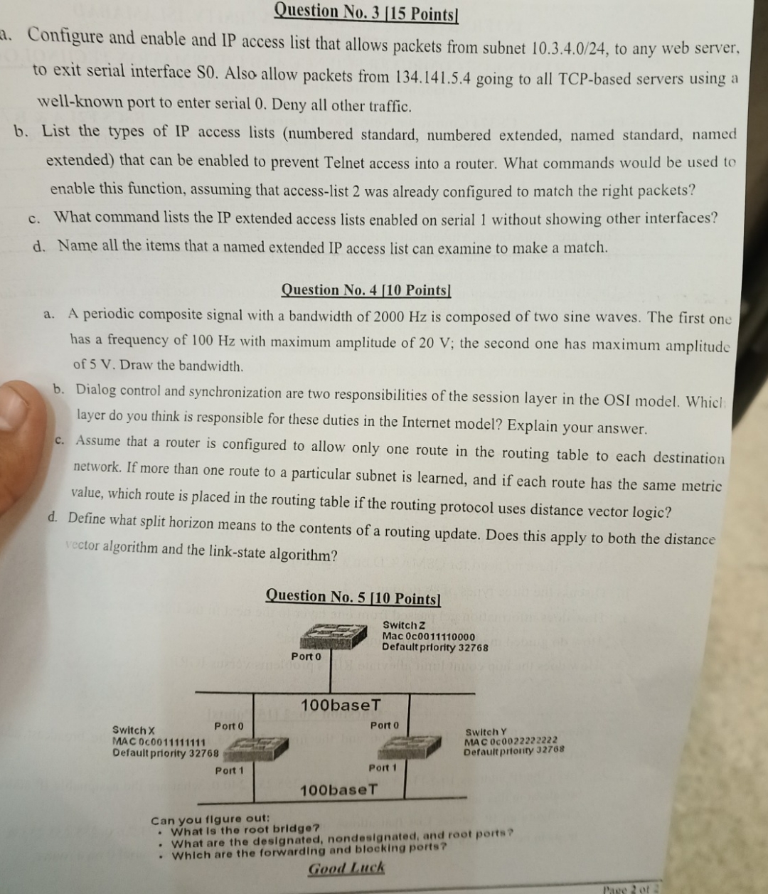 Solved Question No. 3 [15 ﻿Points]a. ﻿Configure and enable | Chegg.com