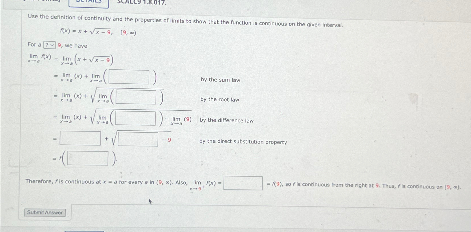 Solved Use the definition of continuity and the properties | Chegg.com