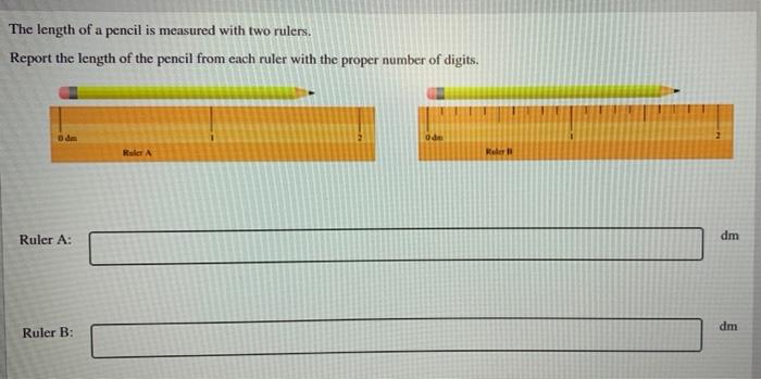 Solved The length of a pencil is measured with two rulers. | Chegg.com