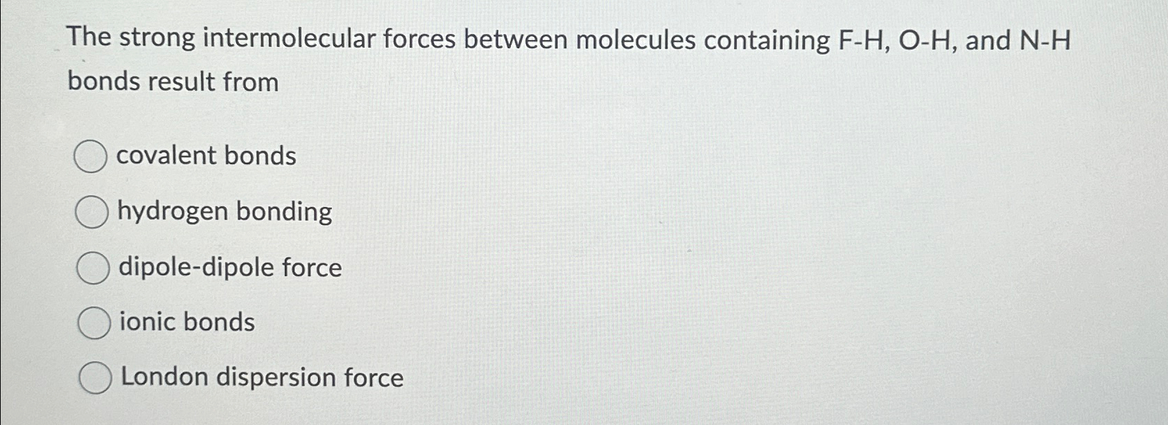 Solved The strong intermolecular forces between molecules | Chegg.com