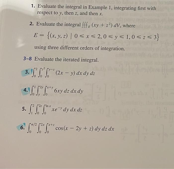 Solved 1. Evaluate the integral in Example 1, integrating | Chegg.com