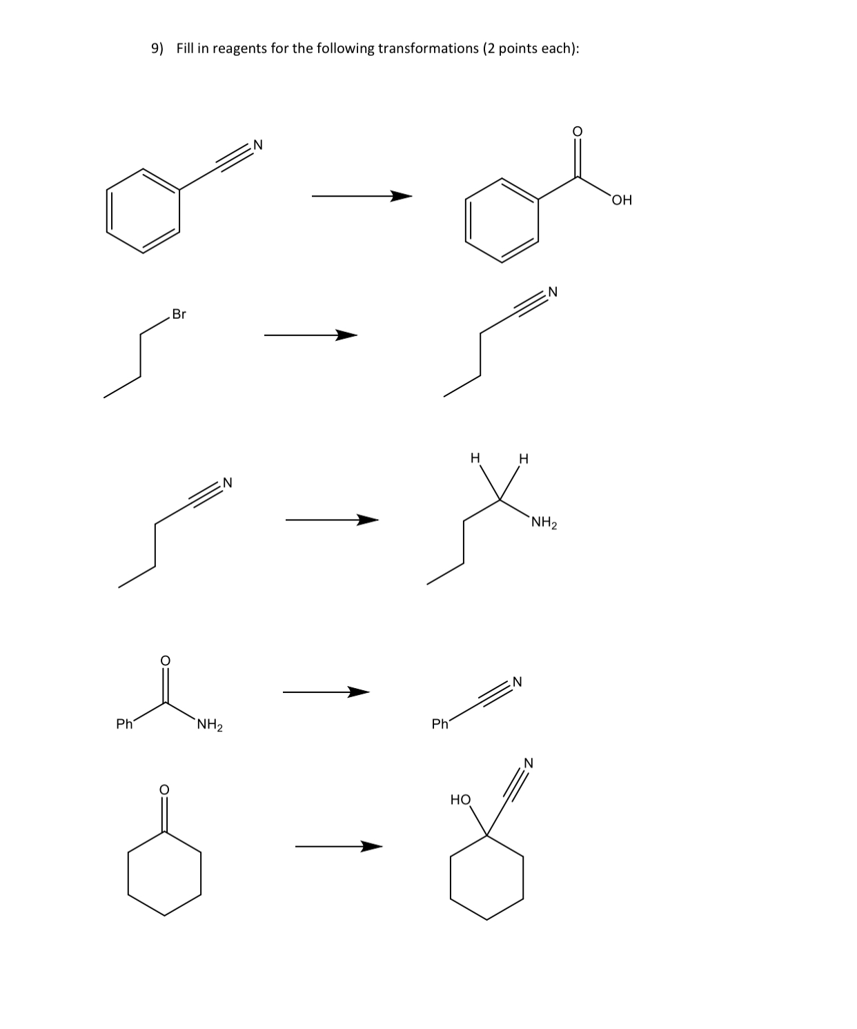 Solved Fill in reagents for the following transformations (2 | Chegg.com