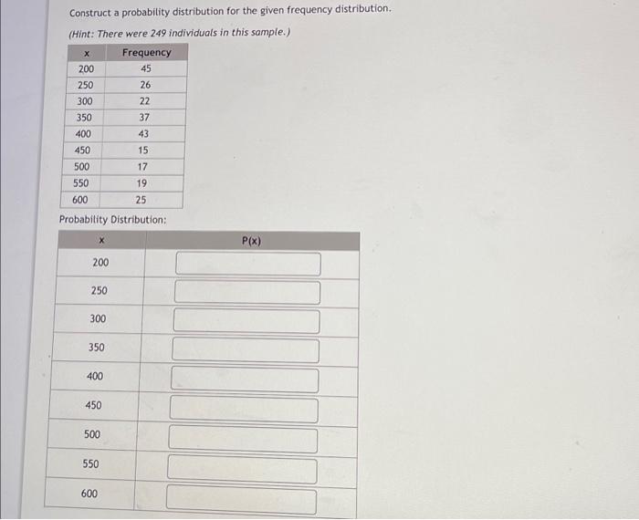 Solved Construct a probability distribution for the given | Chegg.com