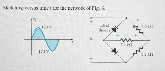 Solved Sketch v0 versus time t for the network of Fig. 6 | Chegg.com