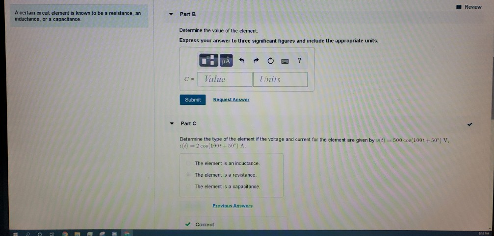 Solved Revie A certain circuit element is known to be a | Chegg.com