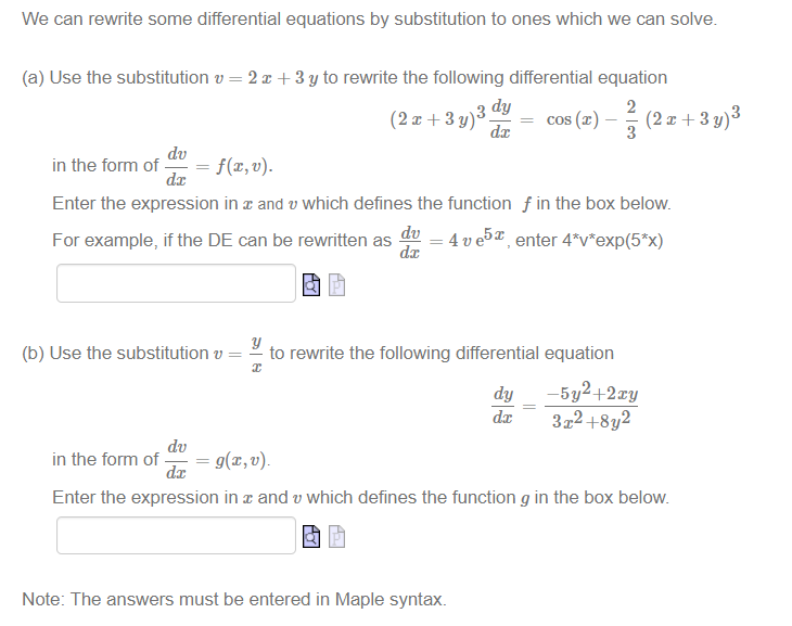 Solved We can rewrite some differential equations by | Chegg.com