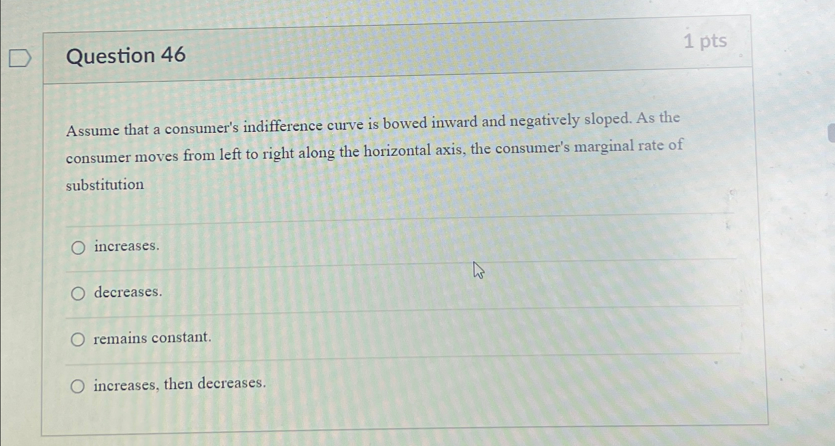 Solved Question 461 ﻿ptsAssume that a consumer's | Chegg.com