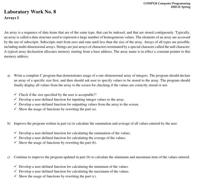 Solved Comp124 Computer Programming 2020 21 Spring 1466