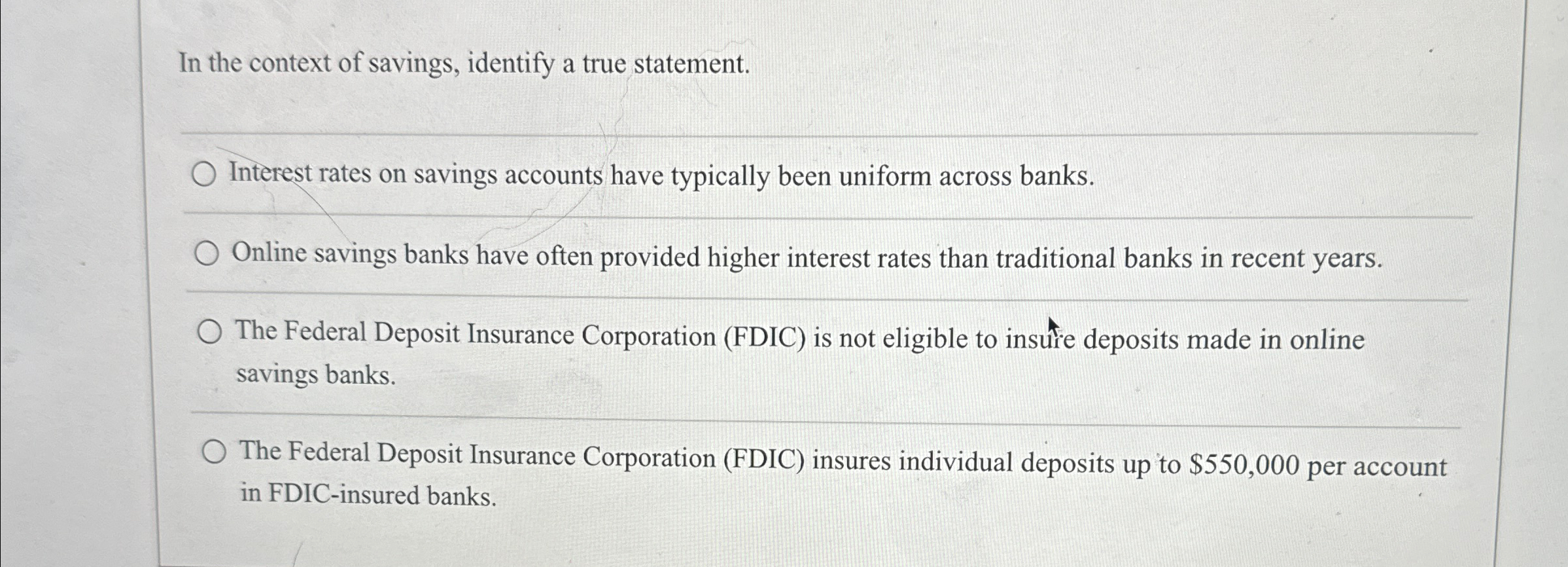 Solved In the context of savings, identify a true | Chegg.com