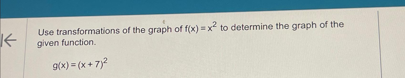 Solved Use transformations of the graph of f(x)=x2 ﻿to | Chegg.com