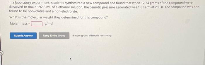 Solved In a laboratory experiment, students synthesized a | Chegg.com