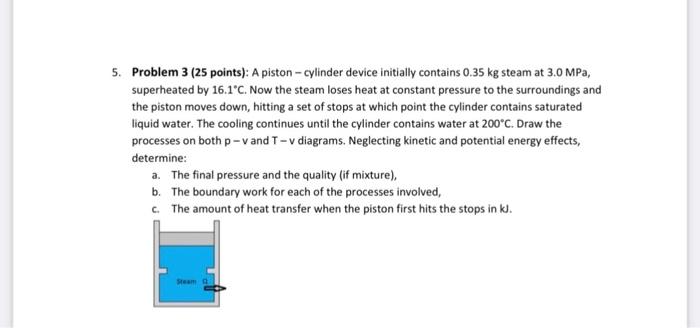Solved Problem 3 (25 points): A piston - cylinder device | Chegg.com