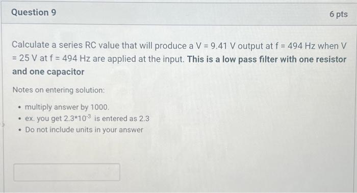 Solved Calculate a series RC value that will produce a | Chegg.com