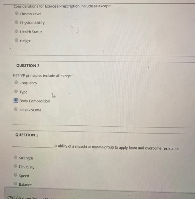 Solved Considerations for Exercise Prescription include all | Chegg.com