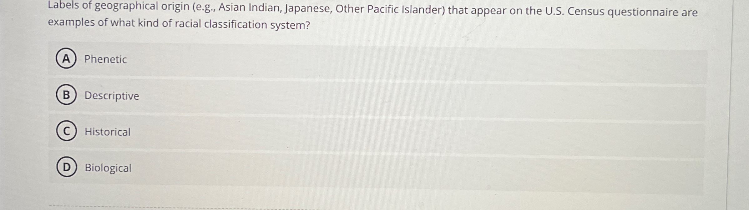 Solved Labels of geographical origin (e.g., ﻿Asian Indian, | Chegg.com