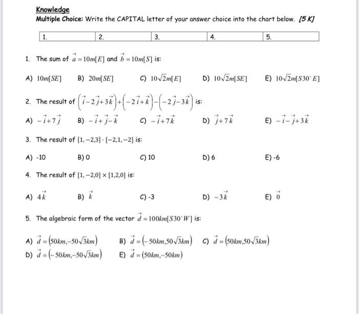 Solved Knowledge Multiple Choice: Write the CAPITAL letter | Chegg.com