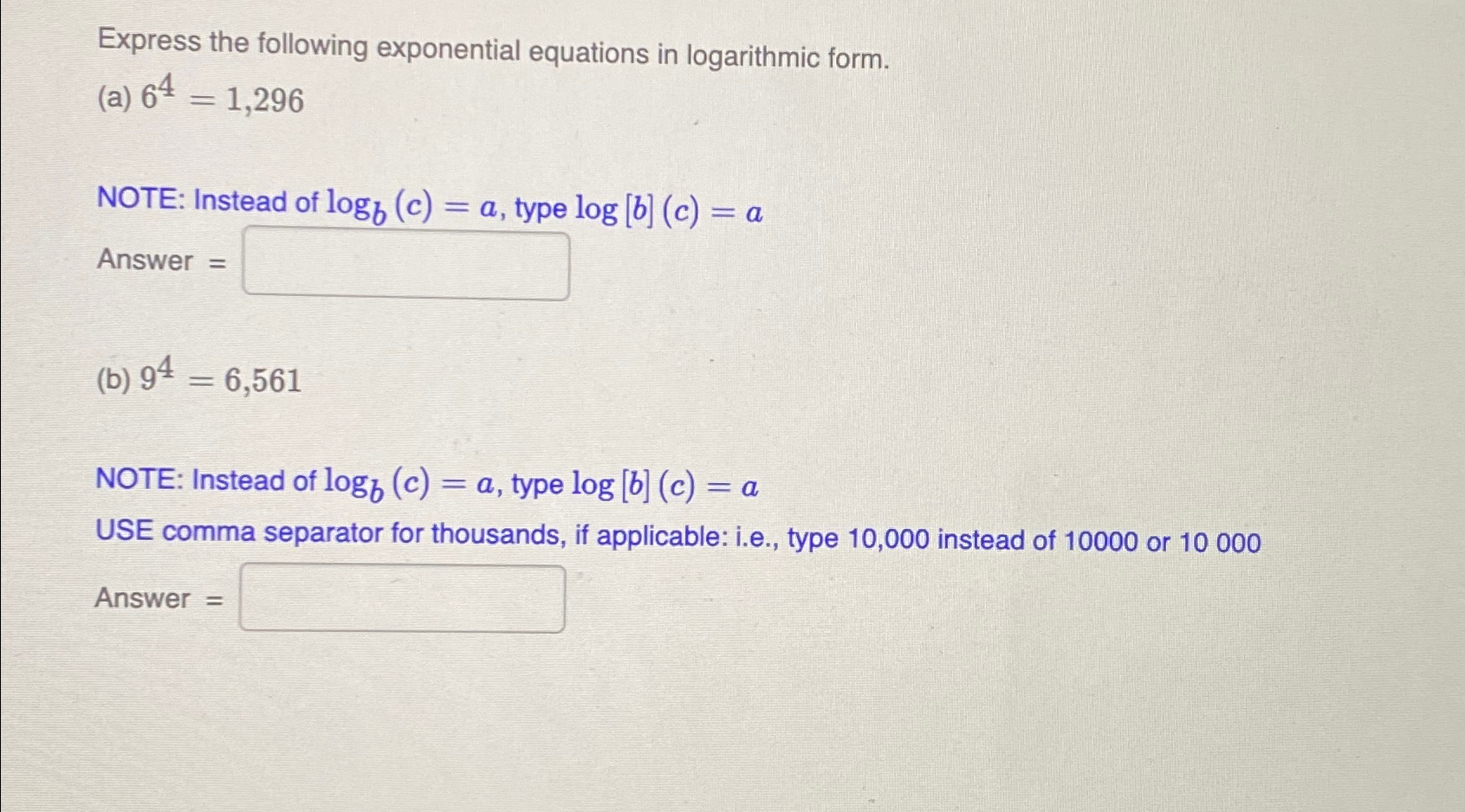Solved Express the following exponential equations in | Chegg.com